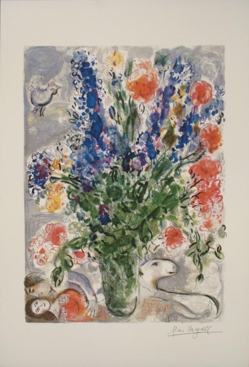 Marc Chagall : Les Lupins Bleu Blue Flowers Art Print