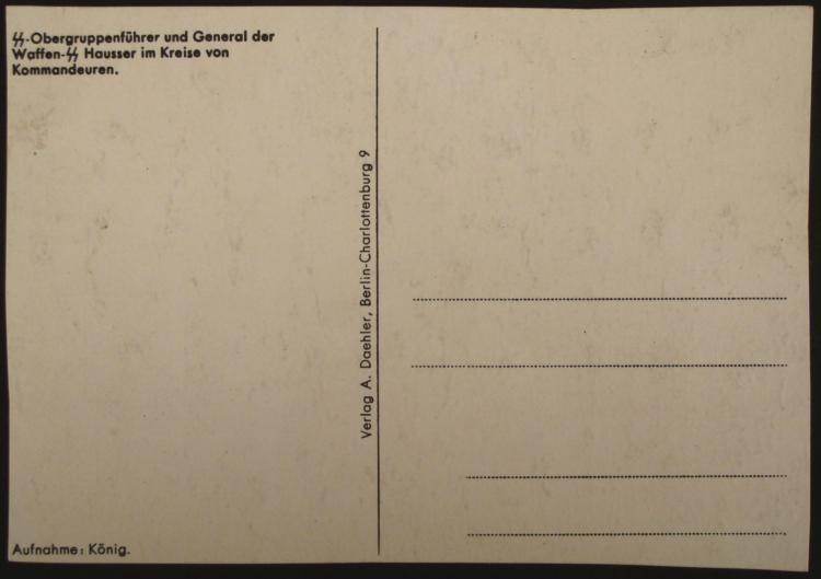 ORIGINAL NAZI SS POSTCARD SS OBERGRUPPENFUHRER, WAFFEN