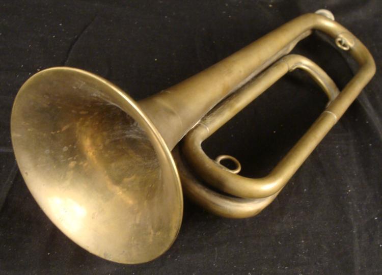 WWII U.S. MILITARY BRASS BUGLE W/MOUTHPIECE-16 1/2