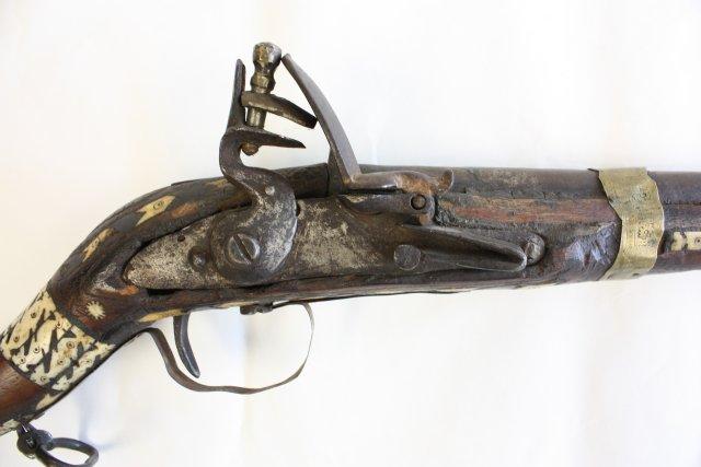 Late 18th c. ivory inlaid Afghan flint rock rifle