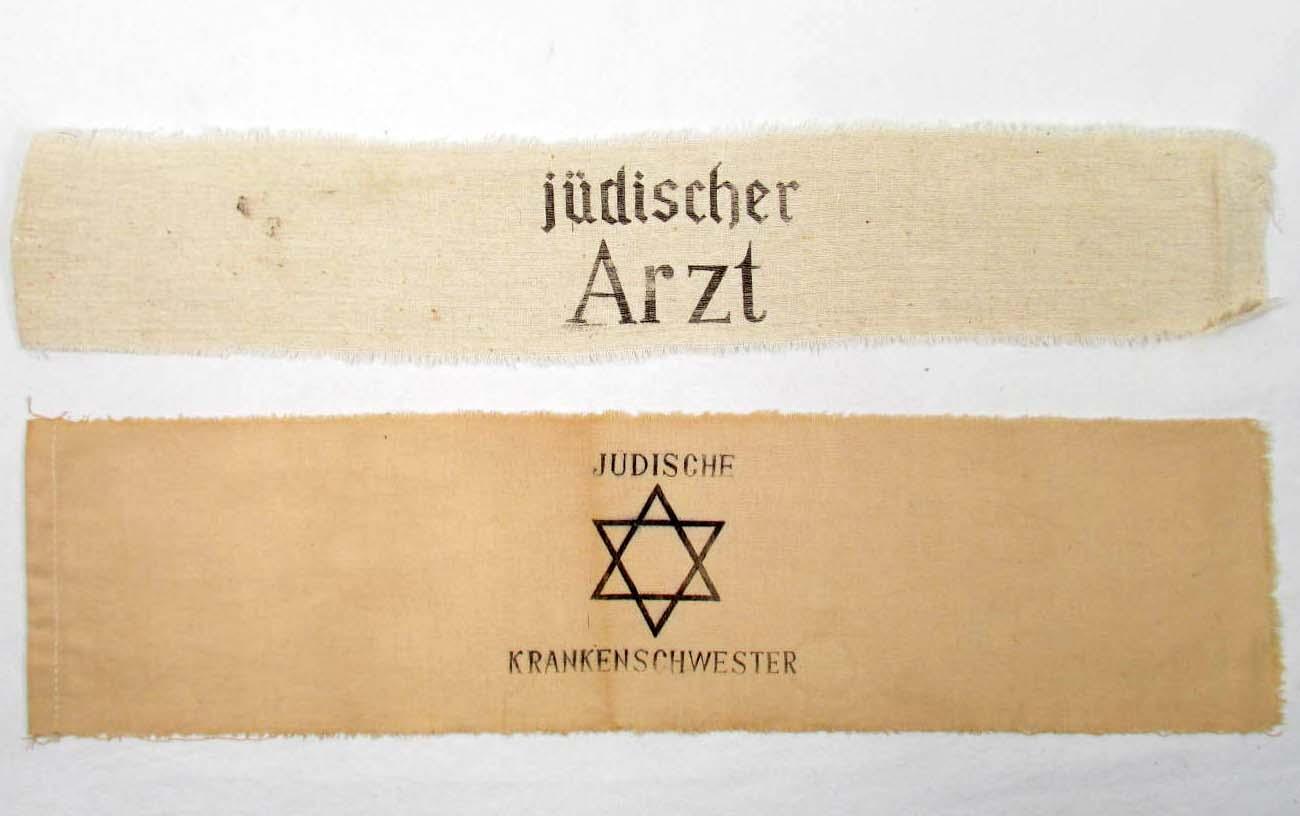 LOT OF 2 GERMAN HOLOCAUST ARM BANDS - JEWISH DOCTOR AND JEWISH NURSE