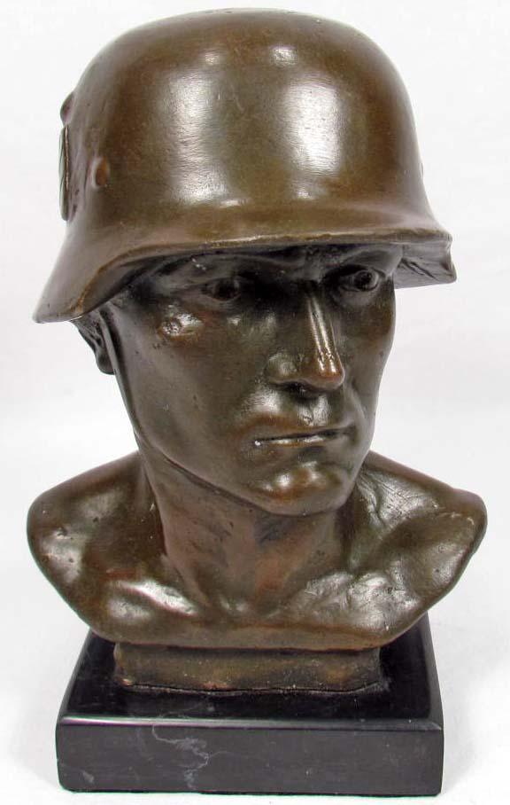 GERMAN NAZI ARMY BRONZE SOLDIER STATUE BUST
