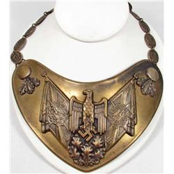 RARE GERMAN NAZI ARMY STANDARTE FLAG BEARERS GORGET AND NECK CHAIN