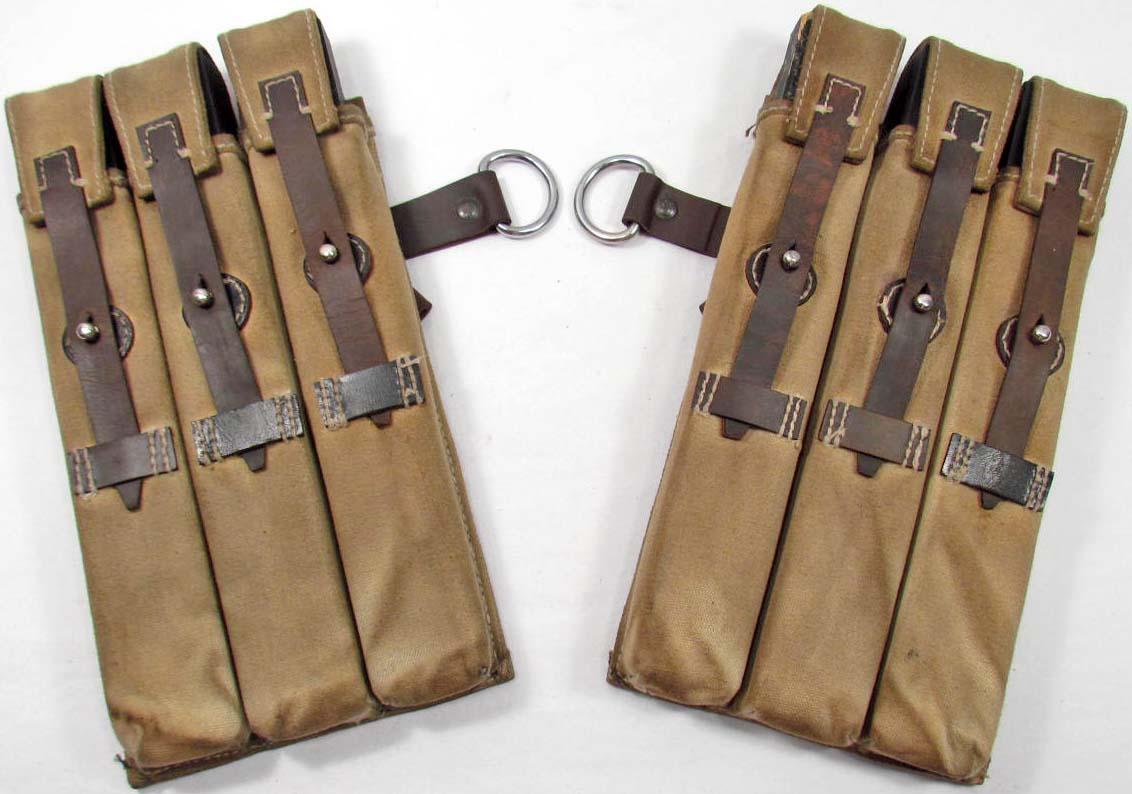 PAIR OF GERMAN NAZI MP 40 MACHINE GUN CLIP POUCHES
