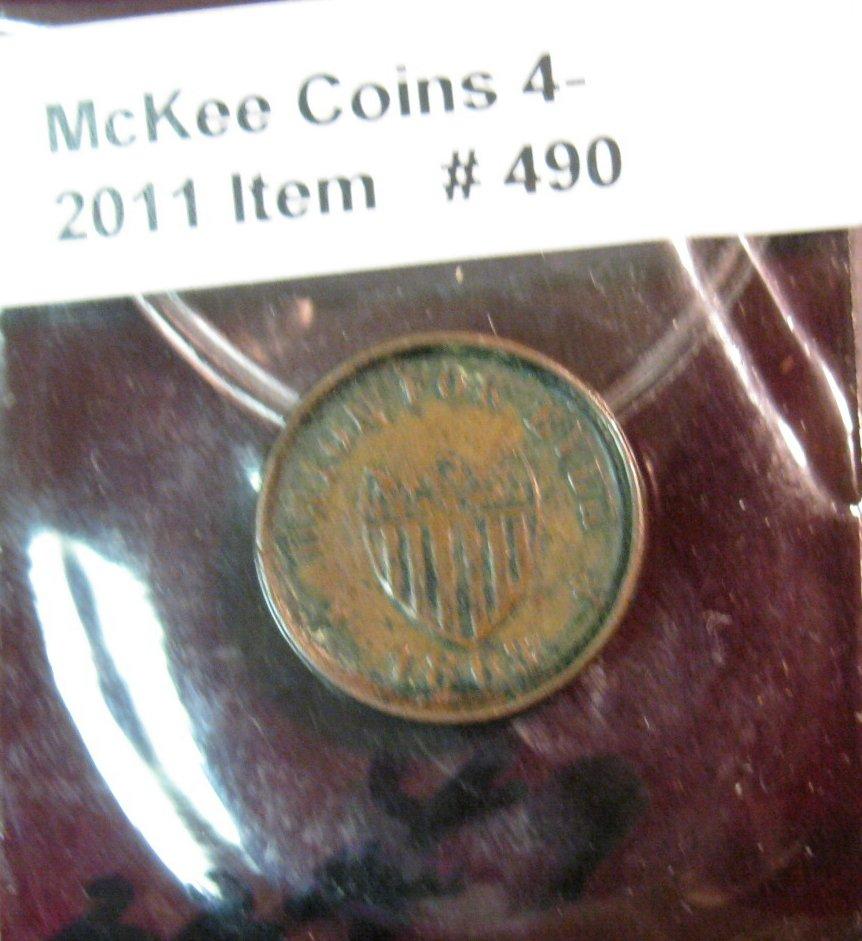 490. 1863 "Union Forever" Civil War Token. Horse & rider with drawn