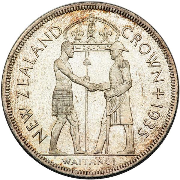 New Zealand. 'Waitangi' Crown, 1935. PCGS MS65