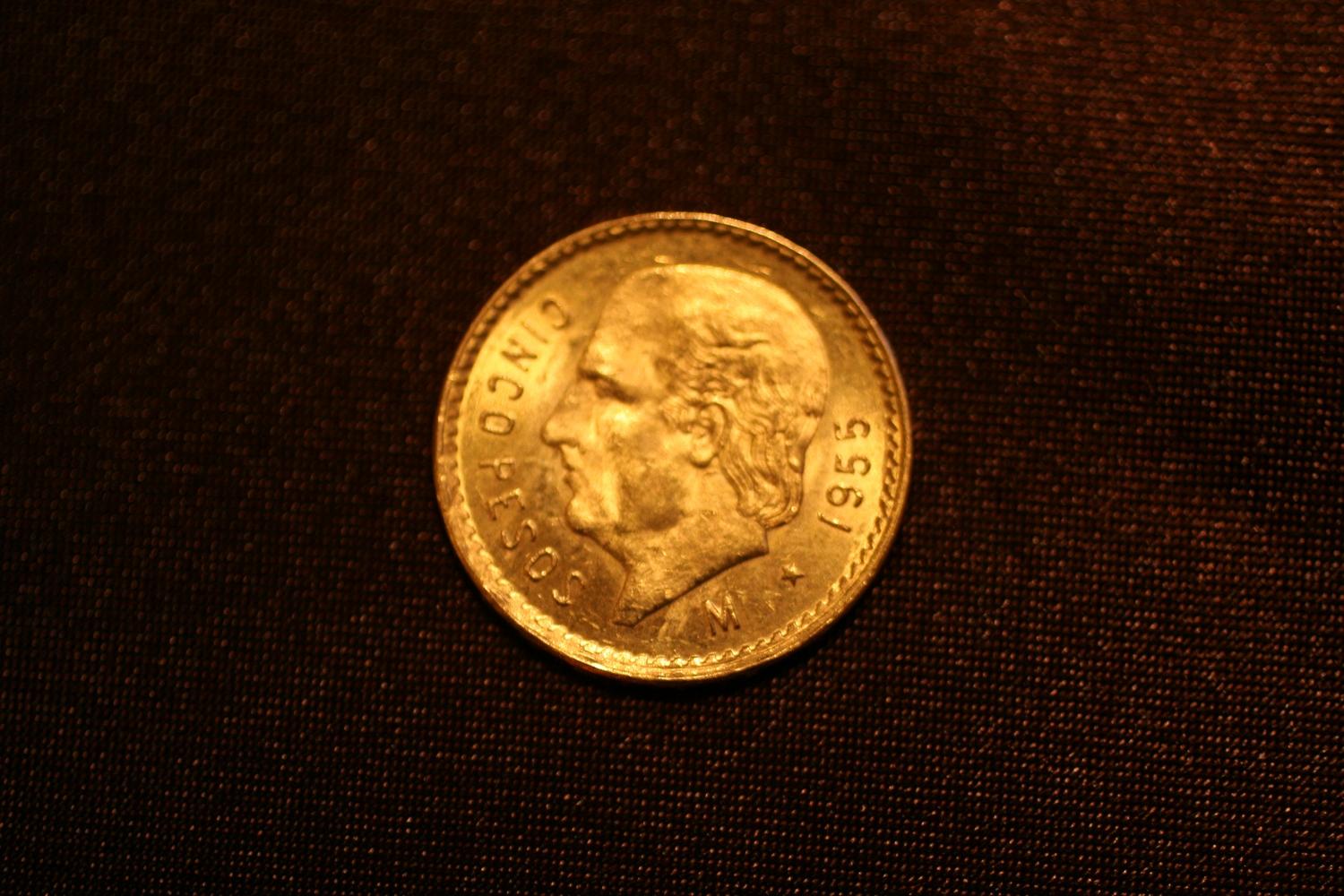 1955 Cinco Pesos Gold Coin 1955 Cinco Pesos Gold Coin