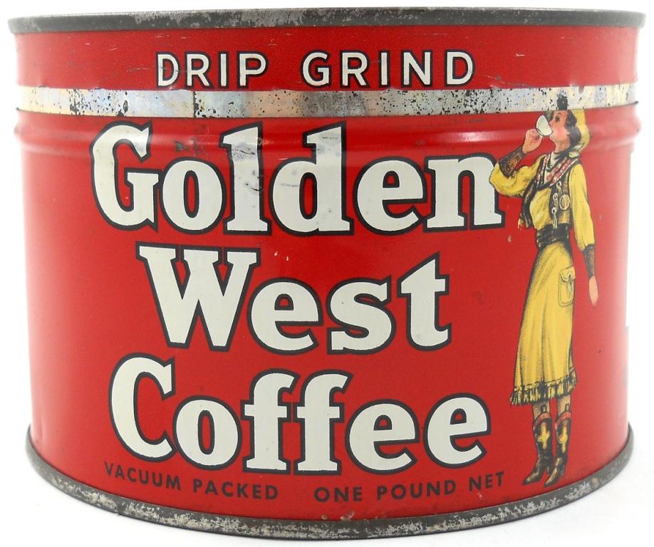 Golden West One-Pound Key-Wind Coffee Can