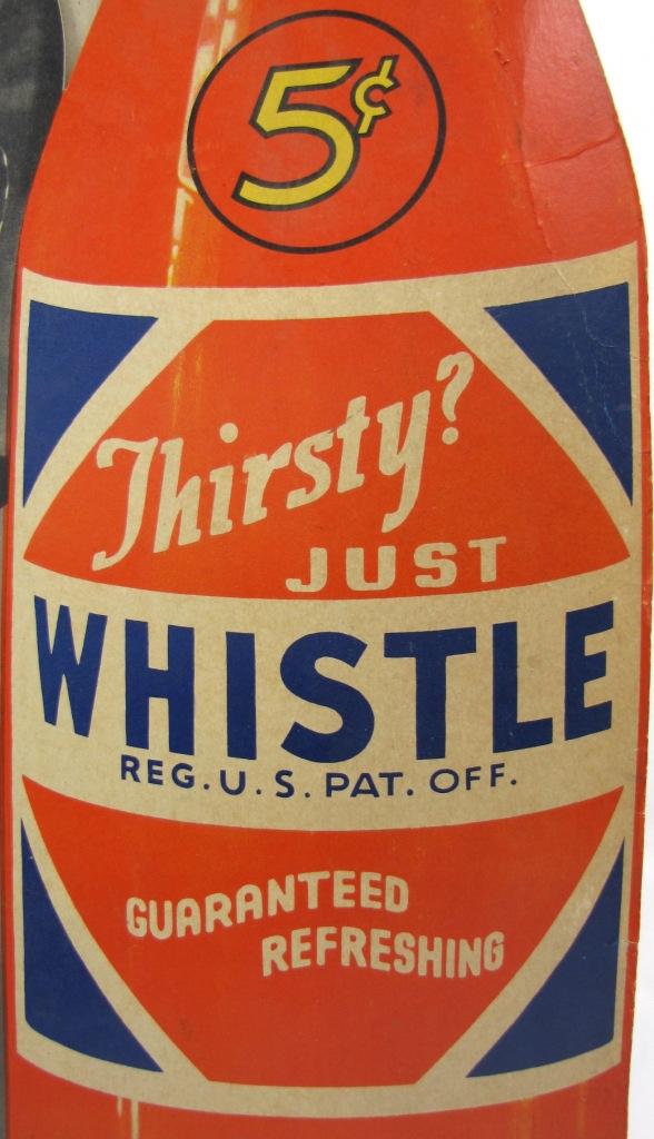 Whistle Soda Die-Cut Cardboard Sign