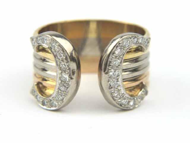Cartier 18K Tri - Color Gold, Diamond Ring