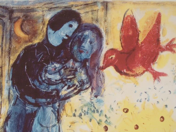 Marc Chagall : Lovers and Daisies Romantic Art Print