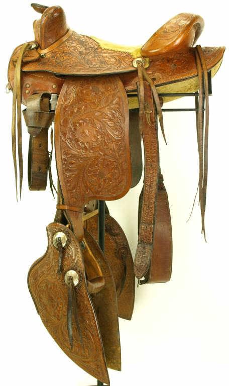 Floral Carved Hereford Brand Tex Tan Saddle