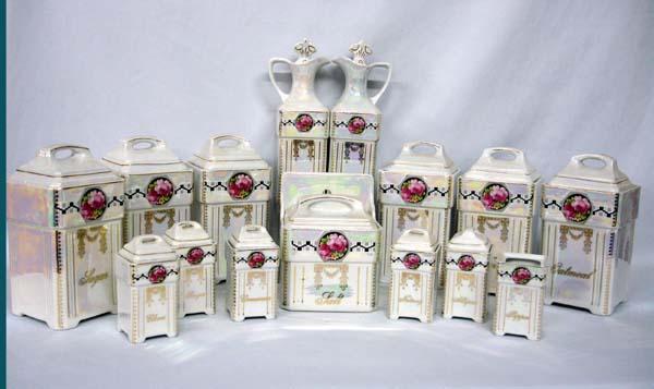 Vintage German Fine Porcelain Opalescent Canister Set