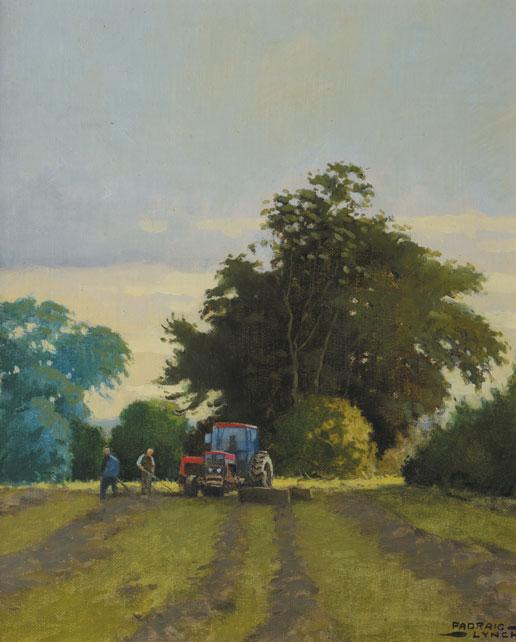 Padraig Lynch (b.1936) BALING THE HAY, ARDEE, 1994