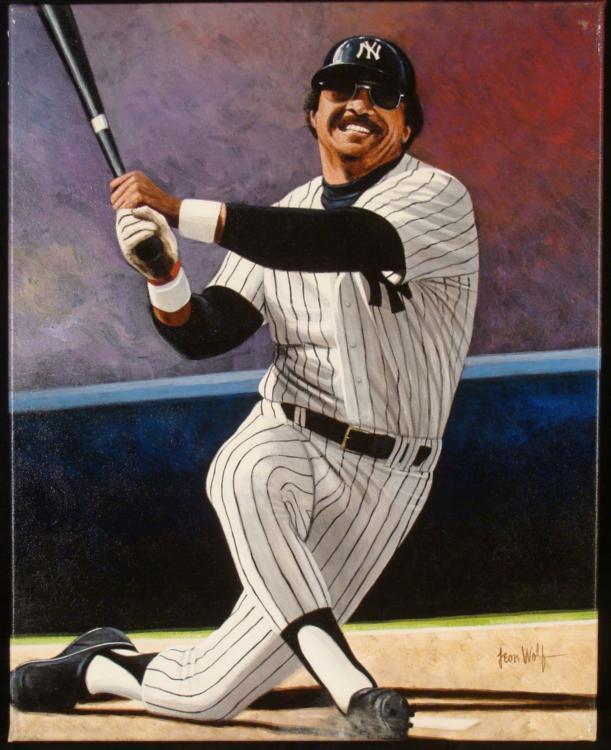 Leon Wolf Original Signed Painting Reggie Jackson NY