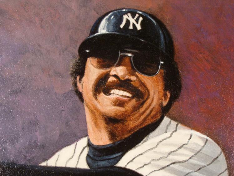 Leon Wolf Original Signed Painting Reggie Jackson NY