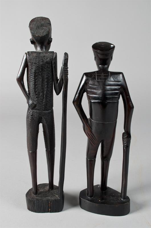 (2) Hand Carved African Ebony Wood Figures