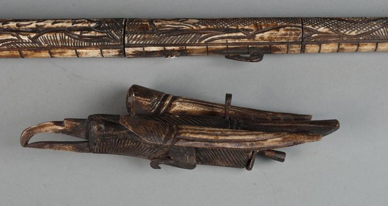 Finely Carved Chinese Bone Dragon Fire Stick