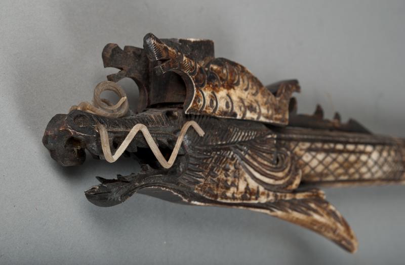 Finely Carved Chinese Bone Dragon Fire Stick
