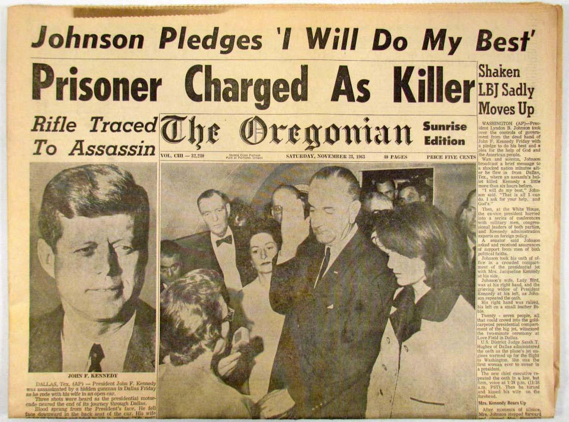 NOV. 23, 1963 "THE OREGONIAN" NEWSPAPER - JFK ASSASSINATION