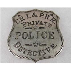 OLD WEST CRU & PRR RAIL ROAD DETECTIVE LAW BADGE