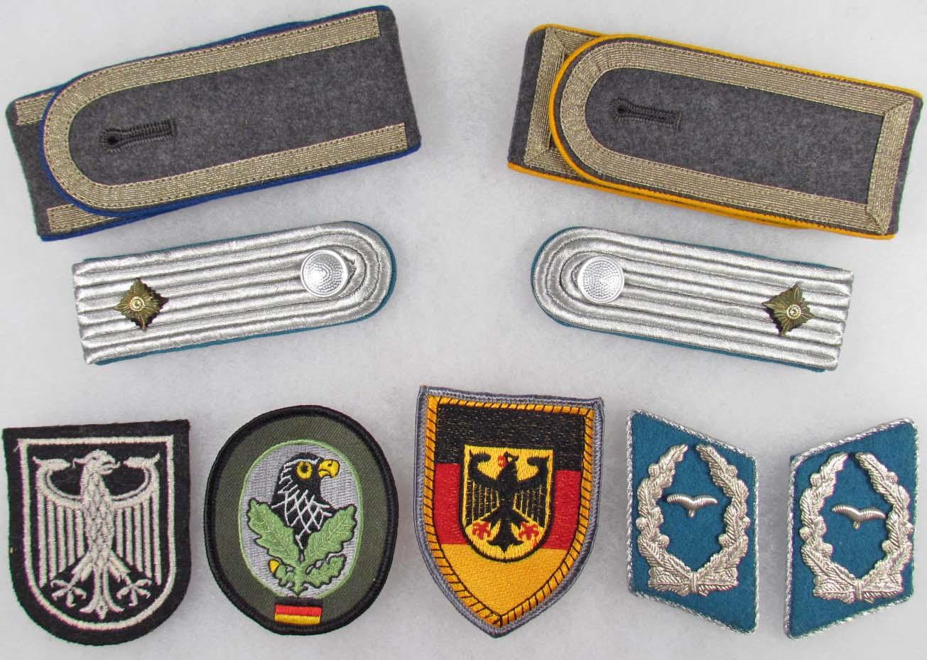 LOT OF GERMAN MILITARY PATCHES, SHOULDER BOARDS AND COLLAR TABS