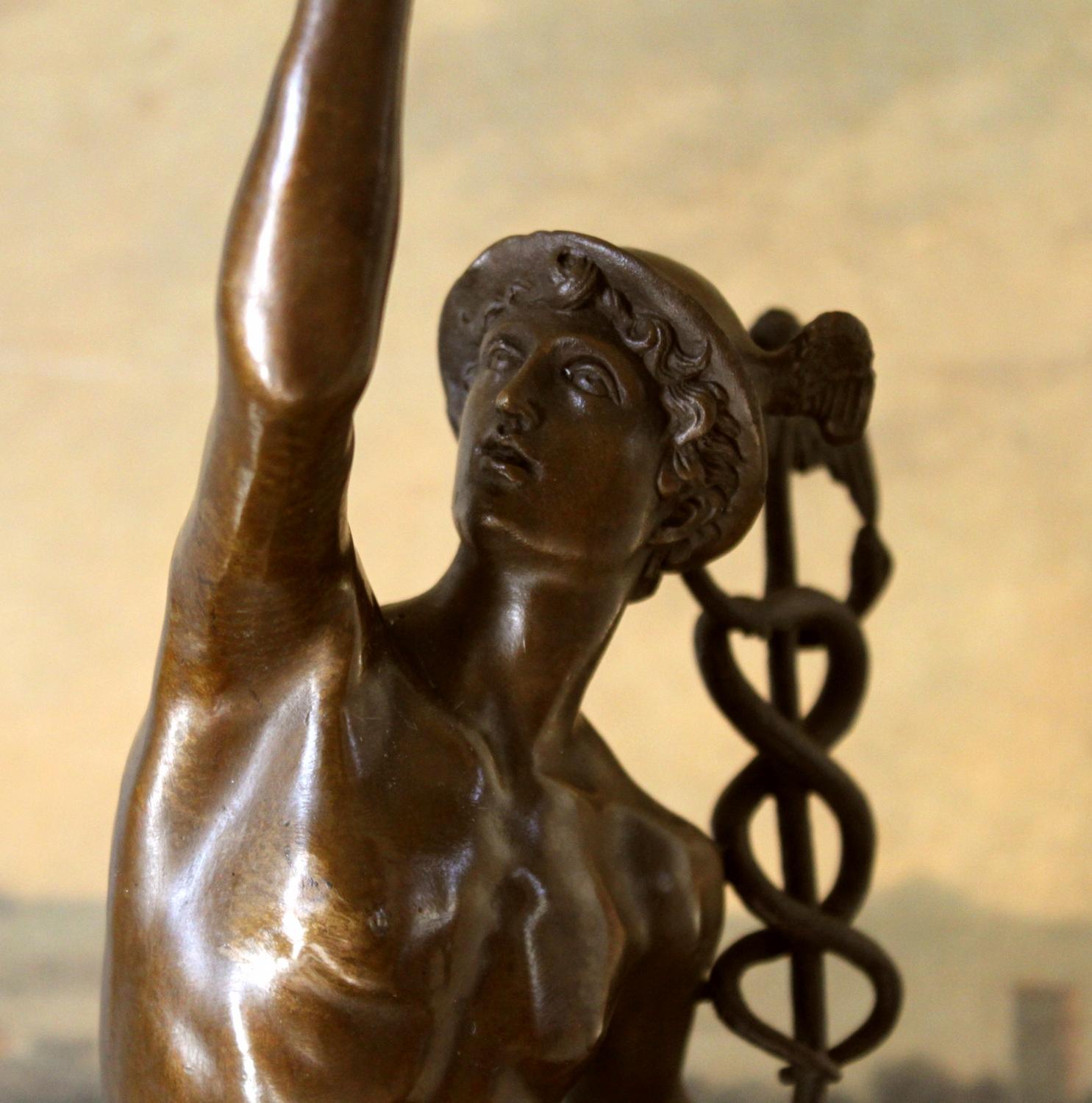 SM187 - Magnificent Bronze Sculpture Mercury & Caduceus