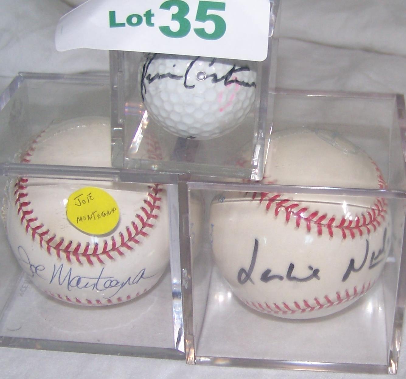 2 Signed Baseballs by Leslie Neilsen and Joe Montagna. One Golf Ball ...