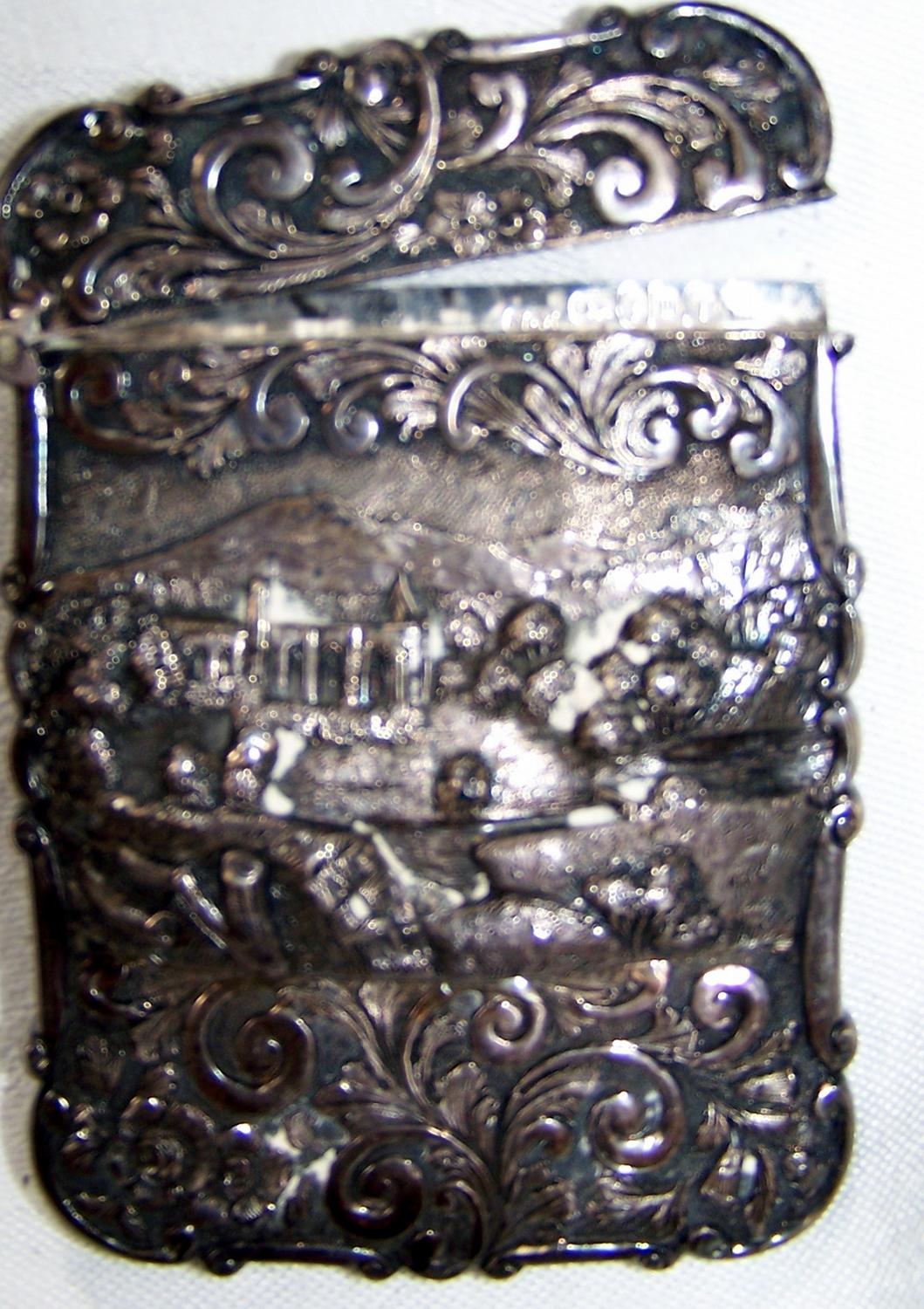 Antique Silver card case, Birmingham 1850 Nathaniel Mills w/ stamped ...