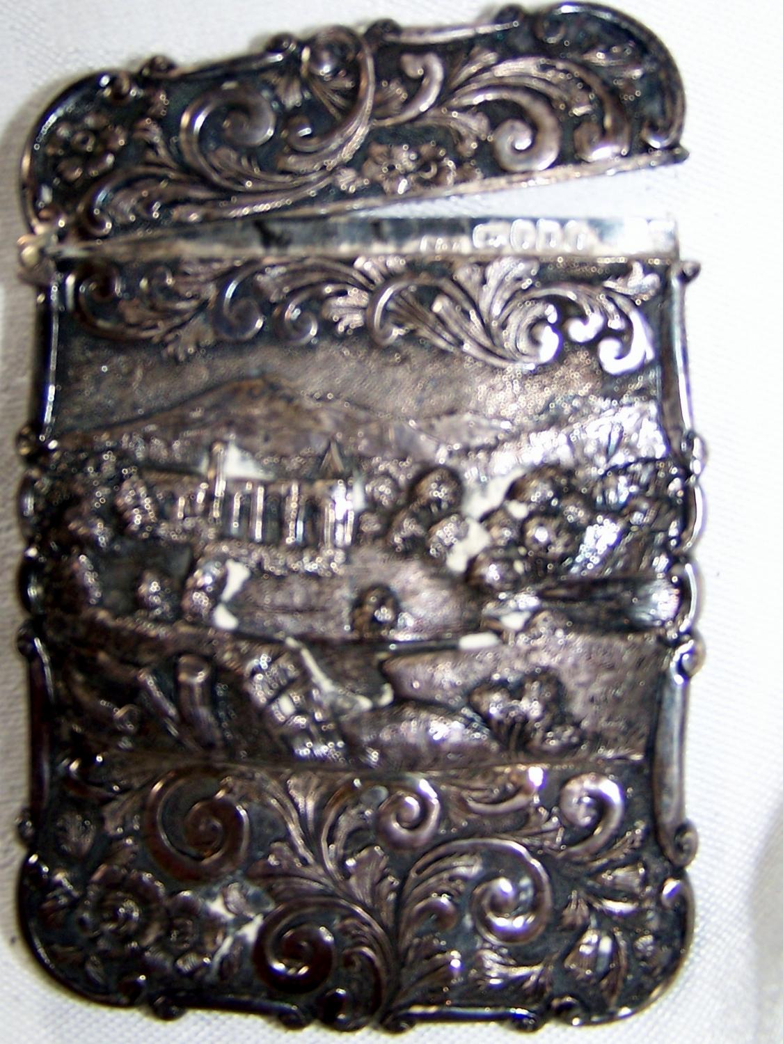 Antique Silver card case, Birmingham 1850 Nathaniel Mills w/ stamped ...