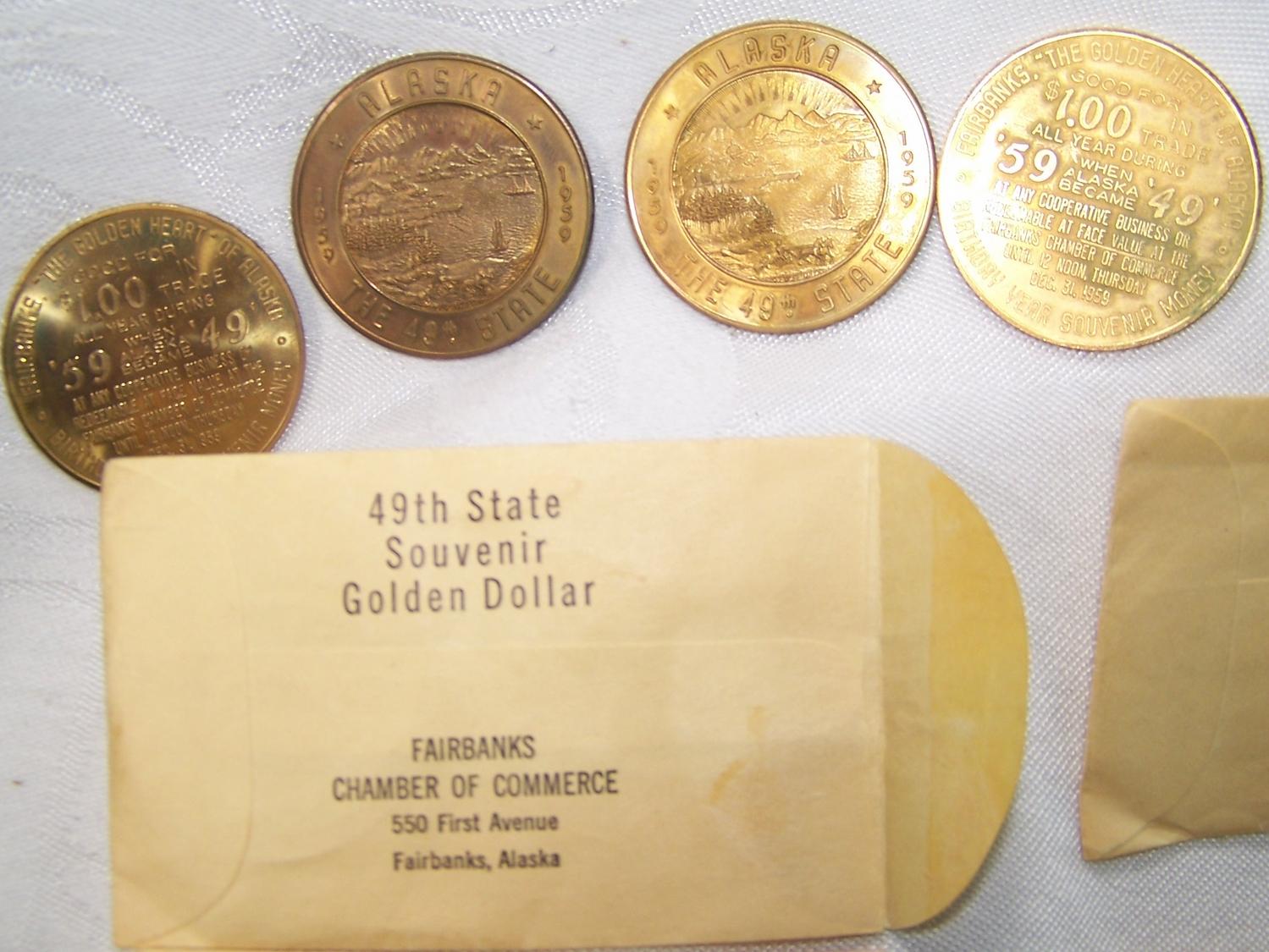 (4) Vintage Alaska 49th State Souvenier Golden Dollar, Issued by ...