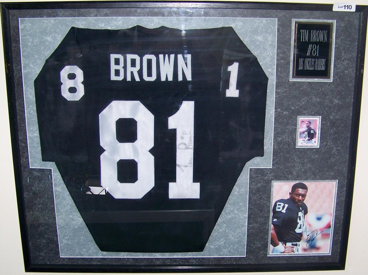 Framed Tim Brown Signed Jersey w/ Signed Photo and Card in Custom ...