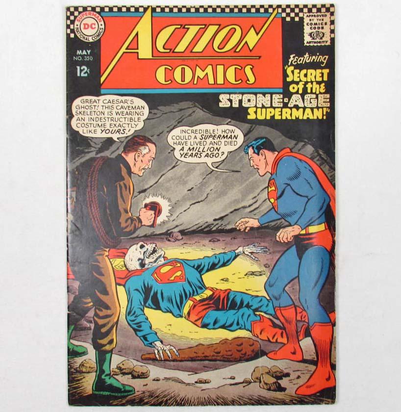 1549 - VINTAGE ACTION COMICS NO. 350 COMIC BOOK W/ SUPERMAN & 12 CENT COVER