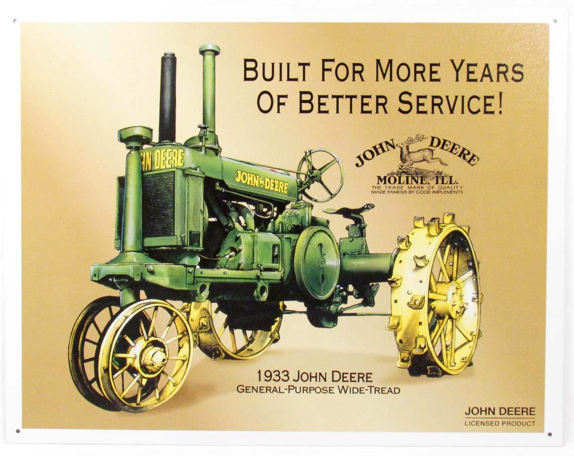 1012 - JOHN DEERE TRACTORS METAL ADVERTISING SIGN - 12.5 X 16