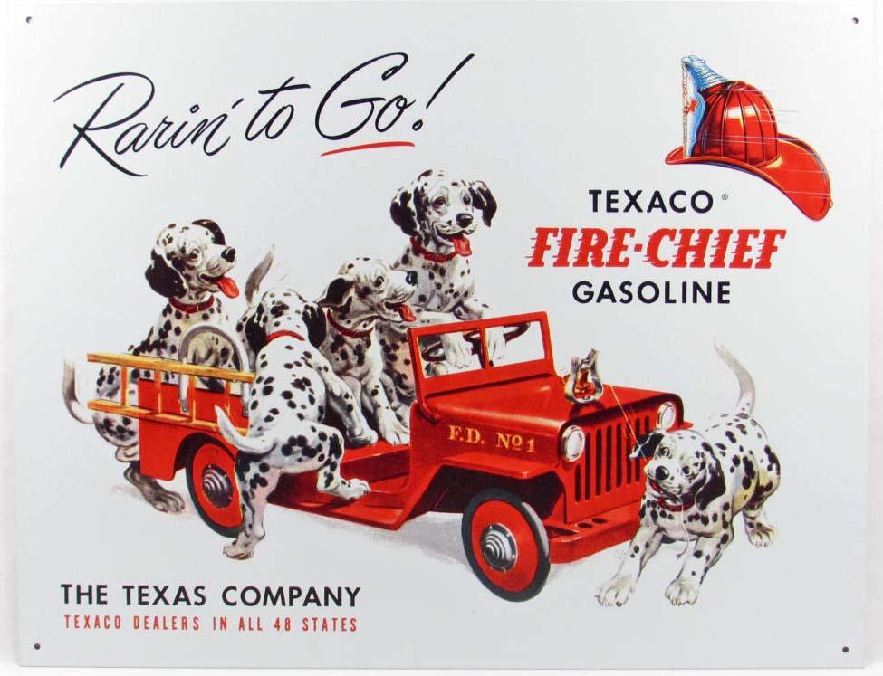 1053 - TEXACO FIRE CHIEF METAL ADVERTISING SIGN - 12.5 X 16