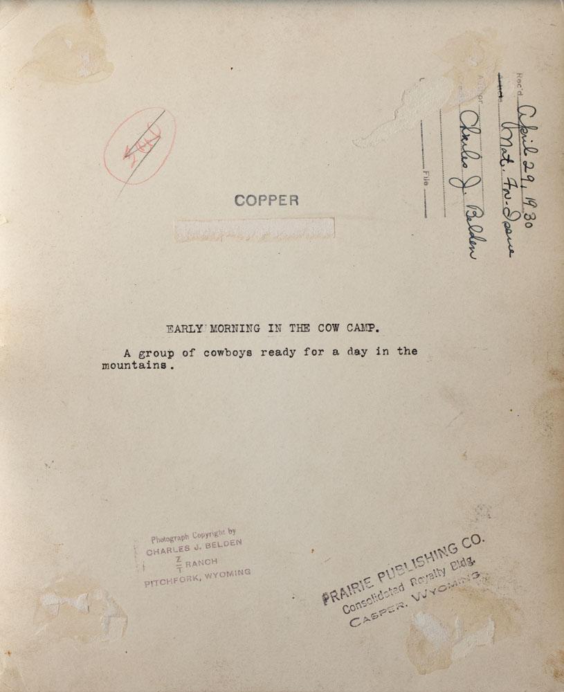 Charles J. Belden, Pitchfork, Wyoming