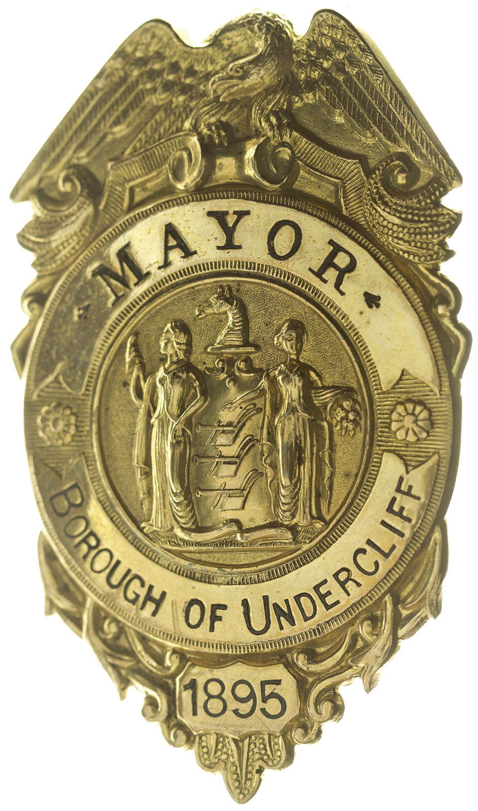 NJ - Borough of Undercliff,Bergen County - 1895 - Gold Mayor Badge