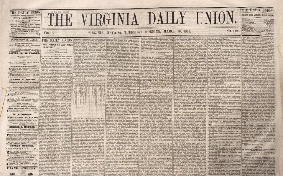 NV - Virginia City,Storey County - March 16, 1865 - Virginia Daily ...