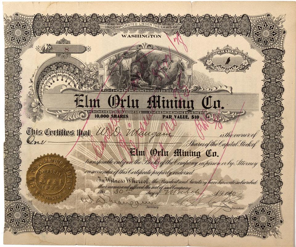 MT - Butte,Silver Bow County - 1907 - Elm Orlu Mining Co. Stock ...