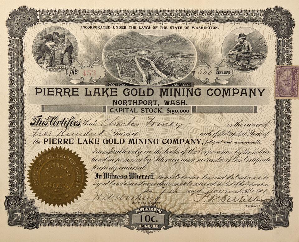 WA - Northport,Stevens County - 1901 - Pierre Lake Gold Mining Company ...
