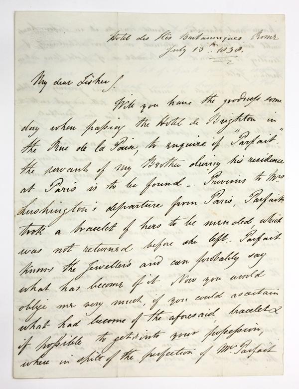 S. Lushington, signed letter, French Revolution
