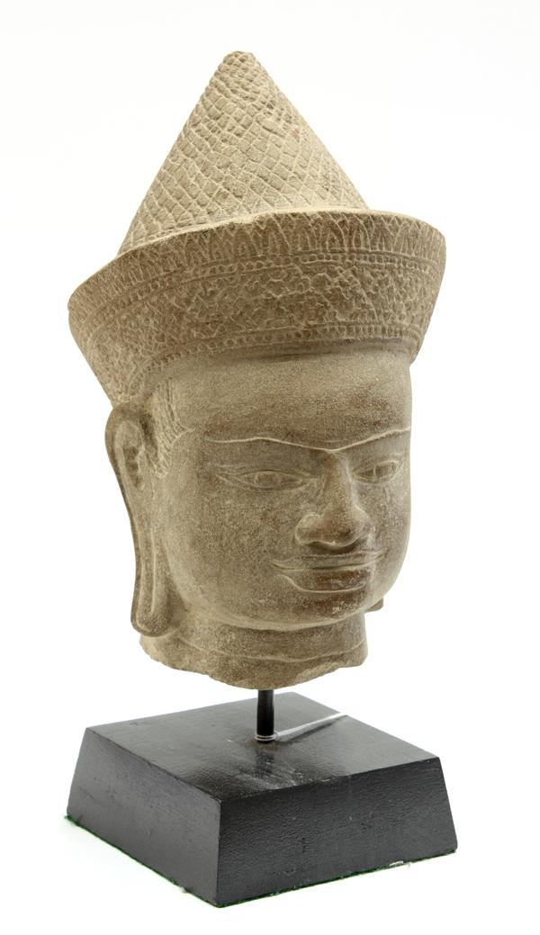 Southeast Asian Khmer-style stone head