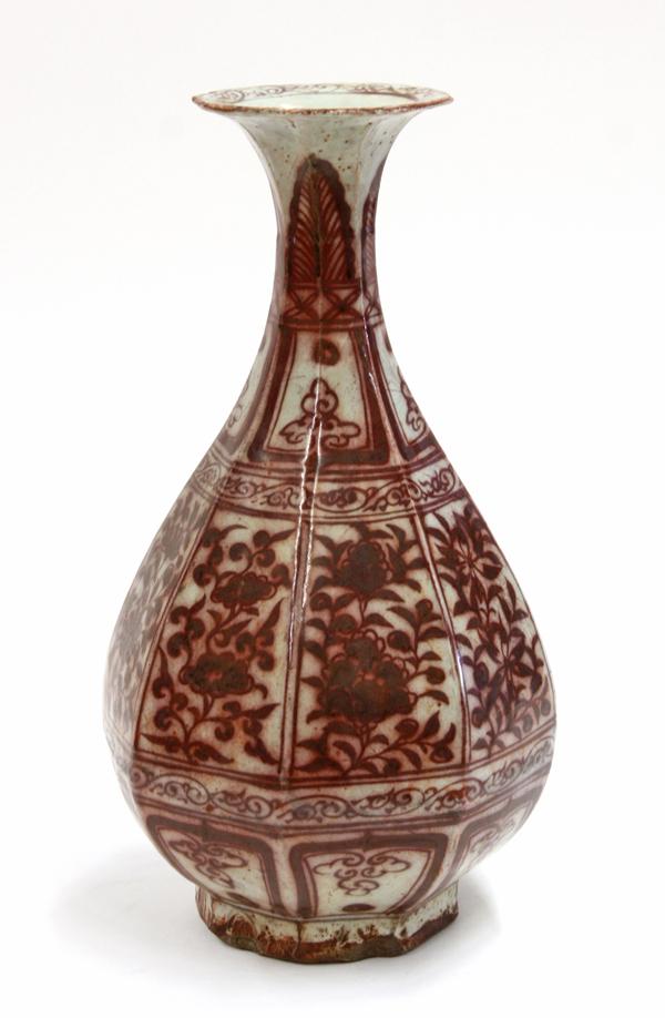 Chinese Underglaze Red Porcelain Yuhuchun Vase, Mi