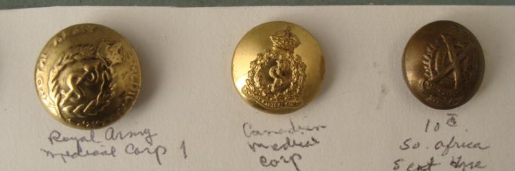 6 Antique Military Buttons New Zealand Africa Canada