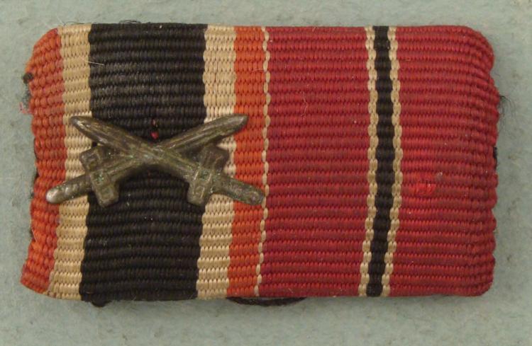 NAZI RIBBON BAR WITH RUSSIAN FRONT AND WAR MERIT CROSS