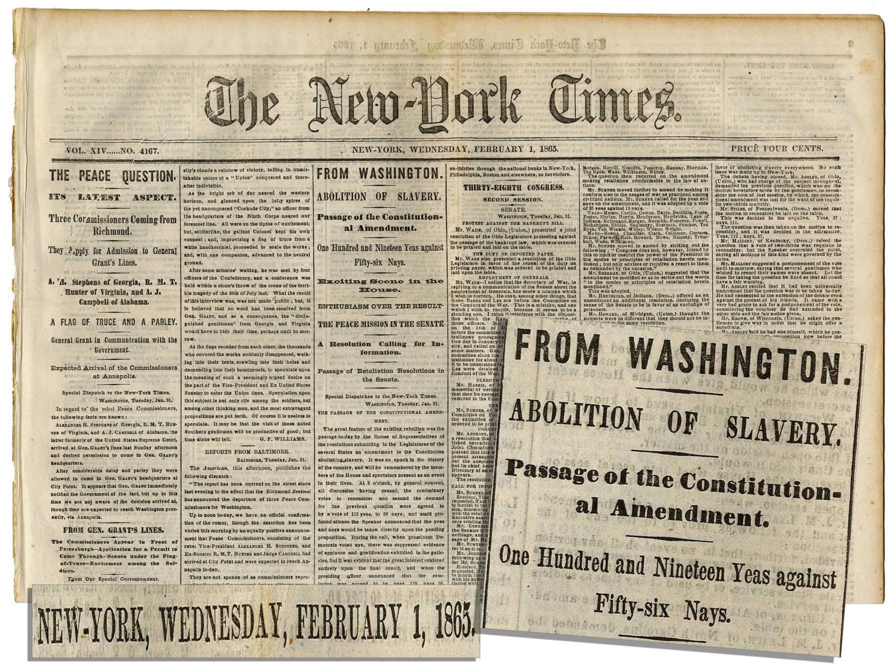 NY Times 1865 ''Slavery Ends''