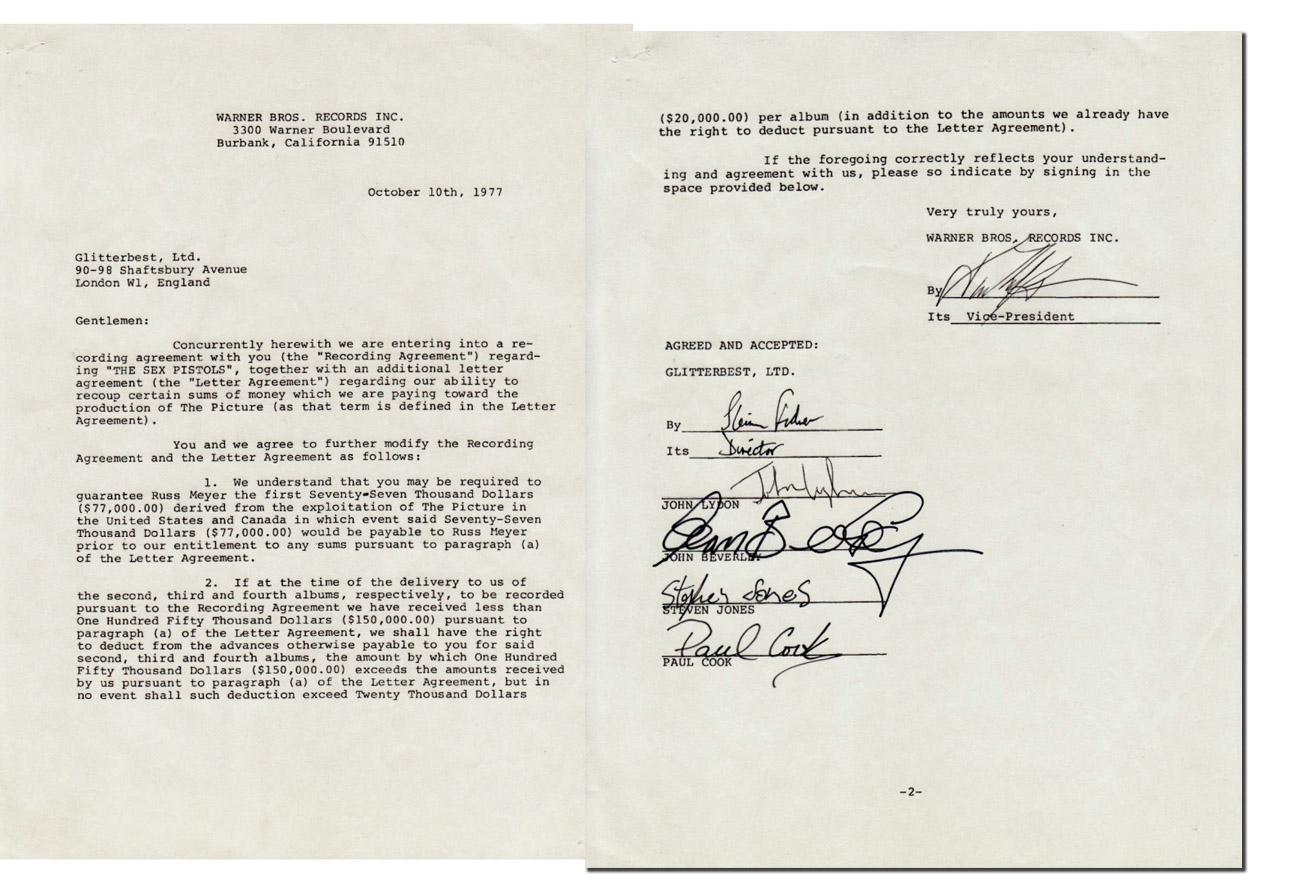 Sex Pistols Contract Signed