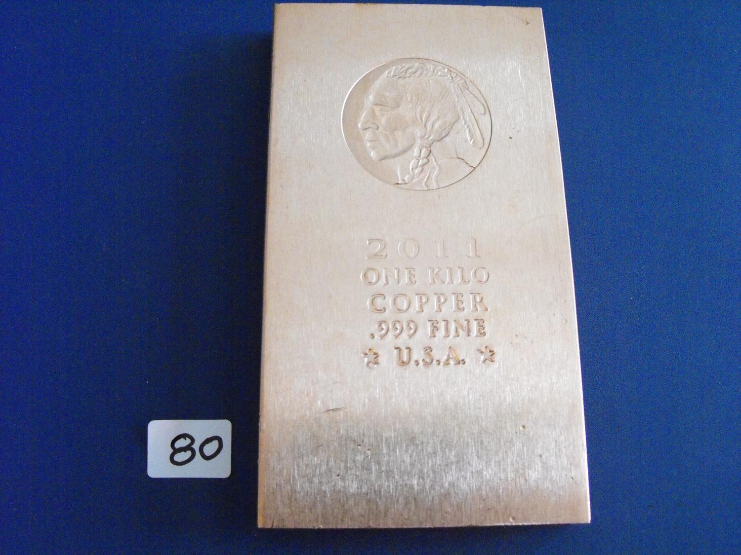 MASSIVE BRICK OF PURE COPPER 1 KILO 2.2 POUNDS .999