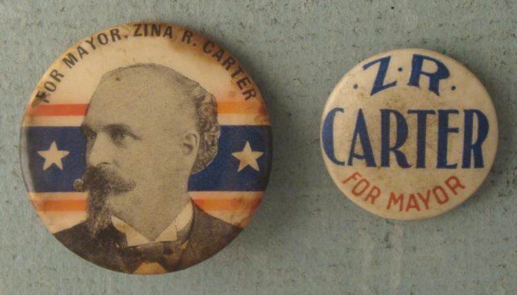 Zina R Carter Chicago Mayoral Campaign Button 1899-Rare