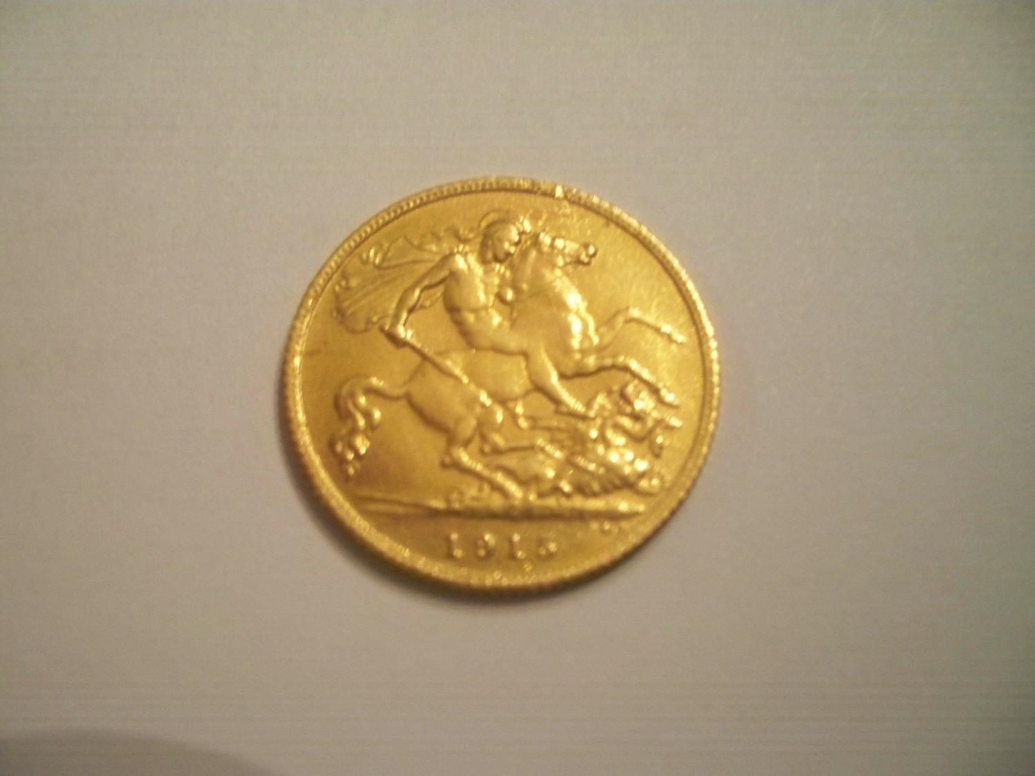 King George Gold British Sovereign Coin, 1/4 Oz pure gold